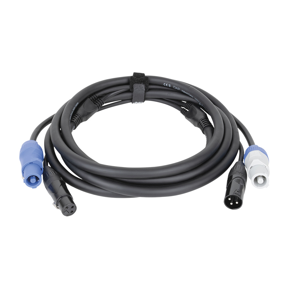Hybridkabel - Powercon & 3-pin XLR - DMX / Ström 6m - Amtech AB